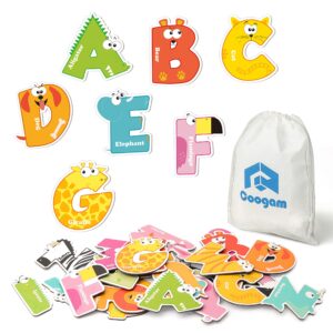 coogam magnetic letters 26pcs jumbo abc alphabet colorful animal shape large uppercase fridge magnets educational toy set learning spelling games for kids 3 4 5 years old