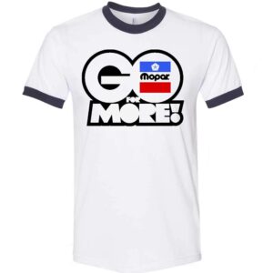 mopar go for more t-shirt for men (white/navy ringer/m)