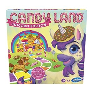 hasbro gaming candy land unicorn edition preschool board game | unicorn games for girls & boys | 2-4 players | ages 3+ (amazon exclusive)