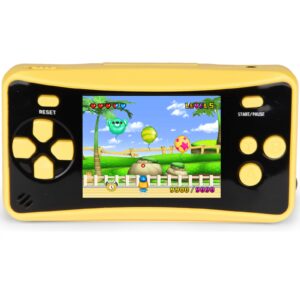 x-joykids retro handheld games for kids built in 182 classic old style electronic game 2.5'' screen av output no wifi needed portable video player children travel holiday entertain(yellow)