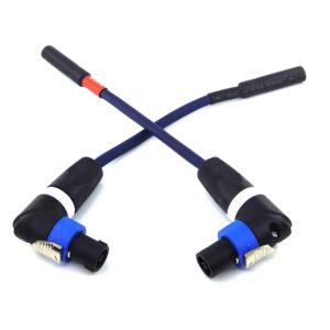 wjstn-19 1/4 ts female to right angle speakon speaker audio cable right angle speakon to6.35 mm（female） mono jack adapter，1/4" to twist lock right angle speak-on cord -2 pack (6in)