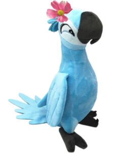 muaquata blue parrot with flower stuffed animal plush toy (blue parrot with flower)