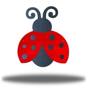 riverside designs ladybug garden metal wall decor yard art outdoor steel sign (8", red)