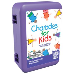 pressman charades for kids snap box - the 'no reading required' family game in a compact travel case