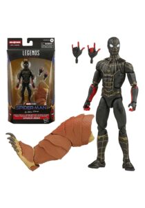 spider-man marvel legends series black & gold suit 6-inch collectible action figure toy, 2 accessories and 1 build-a-figure part(s)