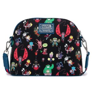 loungefly x marvel all over print crossbody bag (multi, one size)