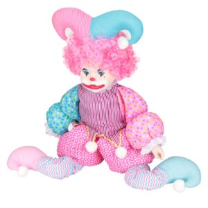 garunk 37.4" pink plush clown doll with retractable arms & legs, cute baby girl birthday gift