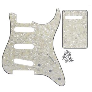 bexgears 11 hole sss electric guitar pickguard backplate with screws for guitar parts (4ply aged pearl)