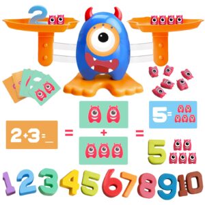 kankojo monster balance cool math game for age 3-5, toddler learning resources number blocks preschool games, kids stem montessori educational toys gifts for 4 year old boys girls