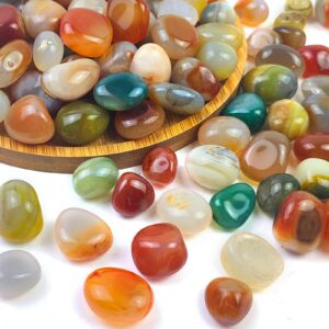 fantian natural polished decorative colorful pebbles - 2lb colorful agate stones for landscape decoration. 0.4-0.8 inch, suitable for home decoration, diy handmade, decorative fish tanks, vase filler