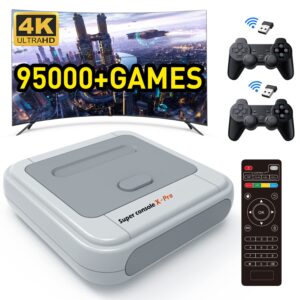 kinhank retro game console,super console x pro emulator console with 95000+ video games,video game console with 60+ emulator,game consoles for 4k hd output,5 players,lan/wifi,best gifts for men