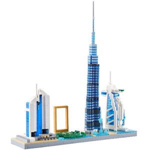 dolblock architecture dubai skyline collectible model building kit micro mini blocks sets for adults toy present model kit for kids, 2545 pieces