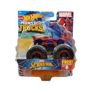 diecast hotwheels 2021 monster trucks marvel [spider-man] 8/75 with re-crushable car