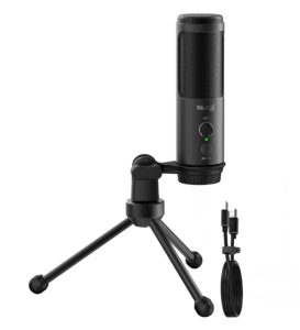 blucoil usb cardioid condenser microphone with 3.5mm headphone jack, volume control, mute button, and tripod - compatible with mac, windows, linux, chrome, zoom, google meet, microsoft teams, and more