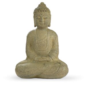 giftchy meditating buddha statue, zen buddha figurine in earth yellow finish, buddha sculpture for home & garden decorations (14" h)