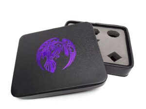 dice display and storage case - raven design - perfect for metal, stone, plastic, or wood dice