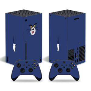 vinyl skin protector whole body decal cover for microsoft xbox series x console wrap sticker skins with 2 controller decals (blue)