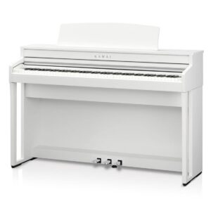 kawai ca49 88-key grand feel compact digital piano with bench, premium satin white