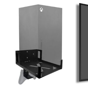 wall mount for xbox series x (mount the console & accessories on wall near or behind tv with power button front/left/right), wall shelf bracket kit for xsx system