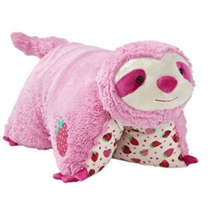 pillow pets 18” sweet scented strawberry sloth stuffed animal plush toy, multicolor