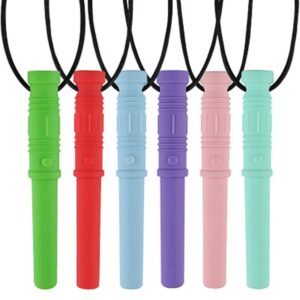 budde sensory chew necklace-teether silicone chewing teething&biting needs soft silicone teething baby toy for babies 36+months durable,safe silicone-hypoallergenic-easy to clean 6 packs, sy01