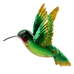 john's studio metal hummingbird wall decor bathroom glass art iron sculpture outdoor hanging decoration for home bedroom garden patio porch or fence - green