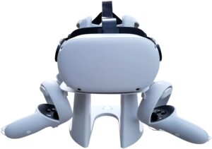 tne vr stand headset and controller display holder mount station for quest 2/quest and rift s virtual reality gaming system (white)