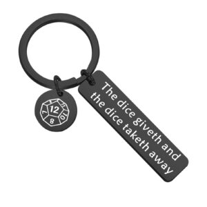 fotap dungeon master gifts the dice giveth and the dice taketh away keychain dm gift dungeon masters fans gift (dice blk)