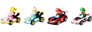 hot wheels mario kart track set & toy car, piranha plant slide playset with first-appearance yoshi kart vehicle & gravity launcher