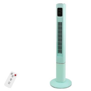 r.w.flame tower fan with remote control, standing fan for office, oscillating fan for home with children/pets/elders, time settings,lcd display,45w, oscillation, 47", green