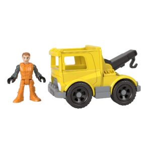 fisher-price imaginext mega hauler, push-along toy tow truck and character figure set for preschool kids ages 3-8 years