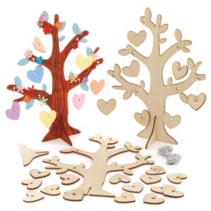 baker ross ax759 heart tree - pack of 2, woodcrafts for kids to make, paint, decorate and display for valentine's day