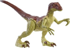 jurassic world toys fierce force velociraptor camp cretaceous dinosaur action figure movable joints, realistic sculpting & single strike feature, kids gift ages 3 years & older