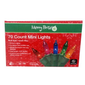 70 count mini lights multi bulb / green wire