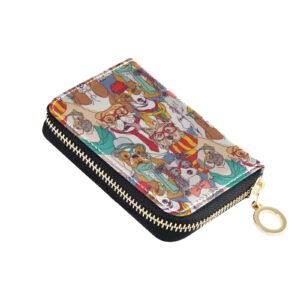 moyyo rfid credit card holder case fashion hipster cute dog leather printed zipper card case wallet for women girls