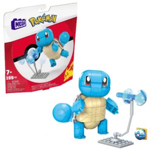 mega pokémon building toys set build & show squirtle with 199 pieces, articulated and poseable, 4 inches tall, for kids