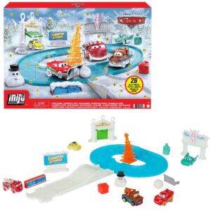 disney cars toys ​minis advent calendar playset, one a day storytelling racecar accessories & surprises, for kids age 3 years and older