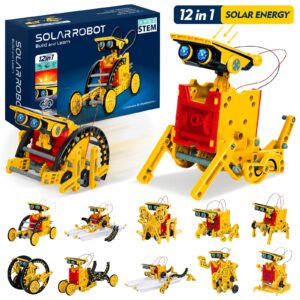 kooqii upgrade stem 12 in 1 educational toys solar robot building kit,solar and cell powered 2 in 1 diy stem project learning science kits for kids age 8-12 for birthday gift and travel activity