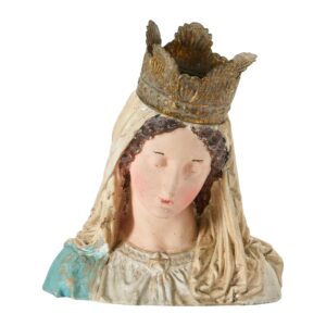 creative co-op hand-painted magnesia vintage reproduction virgin mary bust with removable crown