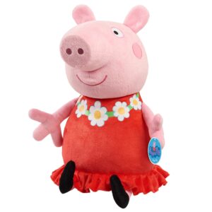 peppa pig 24.75-inch jumbo plushie stuffed animal, soft non-removable red dress with flower embroidered details, kids toys for ages 3 up by just play