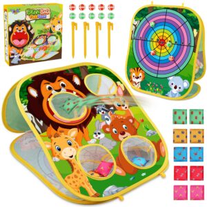 animal bean bag toss game toy outdoor toss game, family party party supplies for kids, gift for boys birthday or christmas for toddlers ages 3 4 5 6 year old