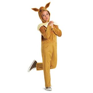 eevee pokemon kids costume, official pokemon hooded jumpsuit with ears, classic size small (4-6)