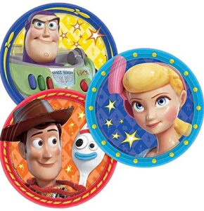 amscan toy story 4" assorted round party paper plates 7" | 24 count