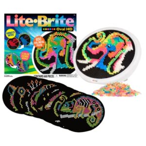 lite brite oval high definition - light up toy – 650 mini pegs, 8 hd design templates, great gift for girls and boys ages 6+