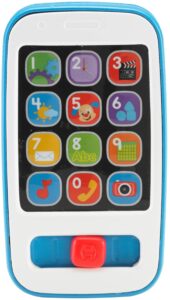 fisher-price laugh & learn baby & toddler toy smart phone with educational music & lights for ages 6+ months, blue