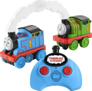 thomas & friends toddler toy trains race & chase rc, remote controlled thomas & percy engines for preschool racing play kids ages 2+ years