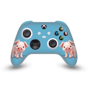 head case designs officially licensed animal club international pig faces vinyl sticker gaming skin decal cover compatible with xbox series x/s controller