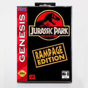 aditi jurassic park rampage edition game cartridge 16 bit md game card with retail box for sega mega drive for genesis