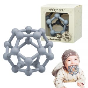 baby teethers toys silicone soft ball easy to hold teether for sensory ball exploration & teething stress relief molar ball soothing teether toy baby ball for ages 0 months+