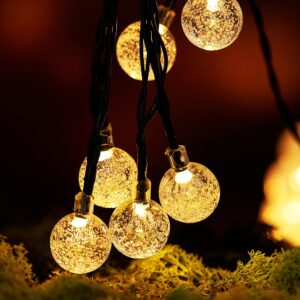 unbrands solar string lights outdoor , 60led globe fairy waterpro of lights , 8 modes 11m/36ft outdoor solar string lights for garden, patio yard, home ,christmas ,parties ,wedding (warm white)